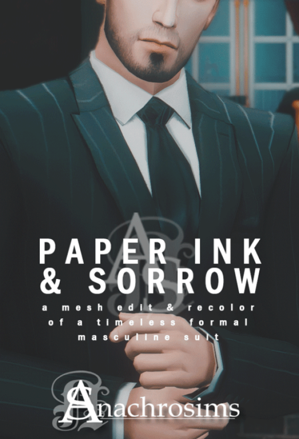 [TS4CC] Paper, Ink, & Sorrow Suit | The Sims Book