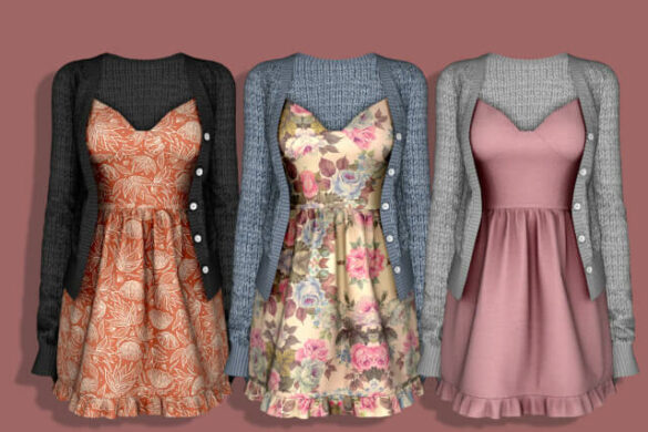 Sims 4 rimings met gala rose ribbon dress | The Sims Book